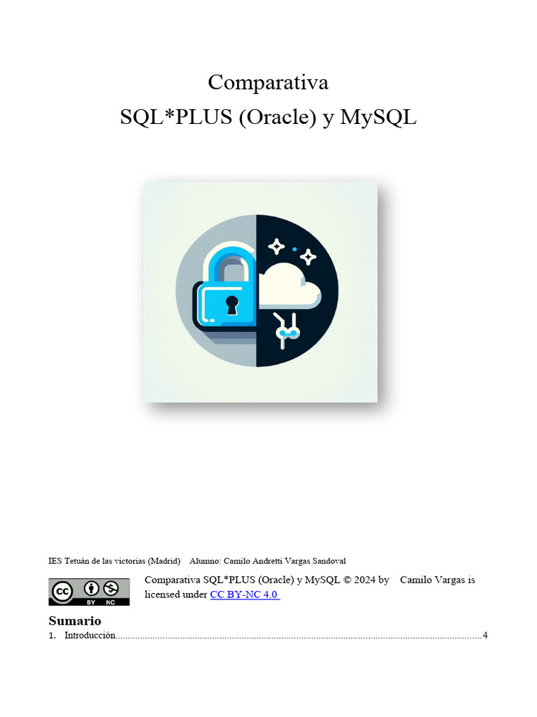 Comparativa SQLplus y MySQL - Camilo Vargas | PDF | SQL | Mi sql