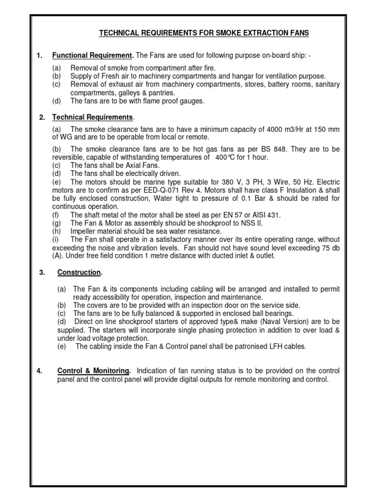 TECHNICAL REQUIREMENTS FOR SMOKE EXTRACTION FANS | Download Free PDF ...