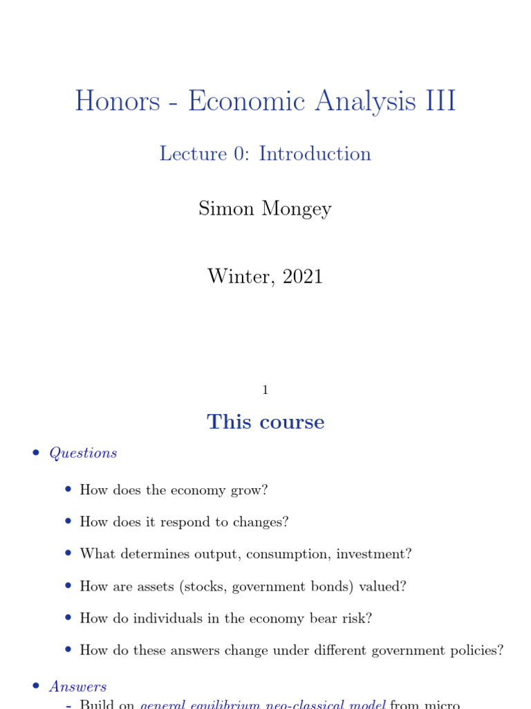 Lecture1 Intro | PDF | Labour Economics | Macroeconomics