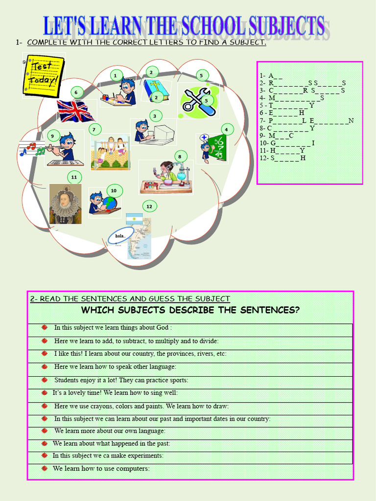 Subject Identification Activity | PDF