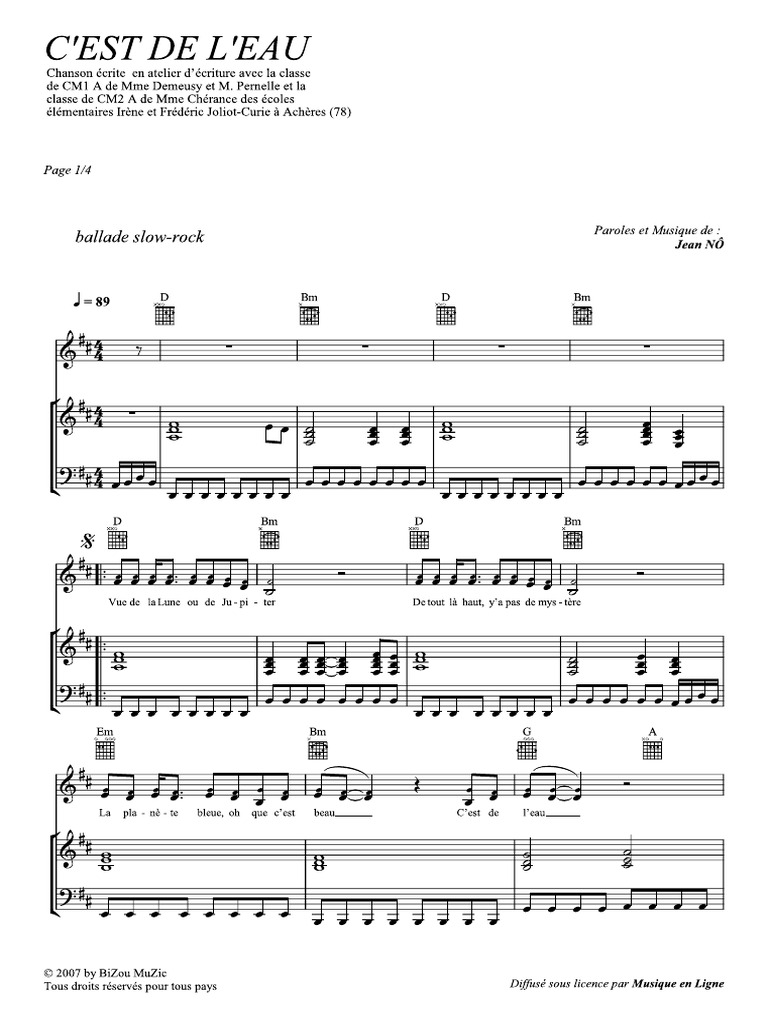 C'Est de L'eau Piano-Guitare | PDF