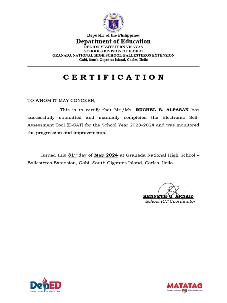 ESAT Certification 2024 | PDF