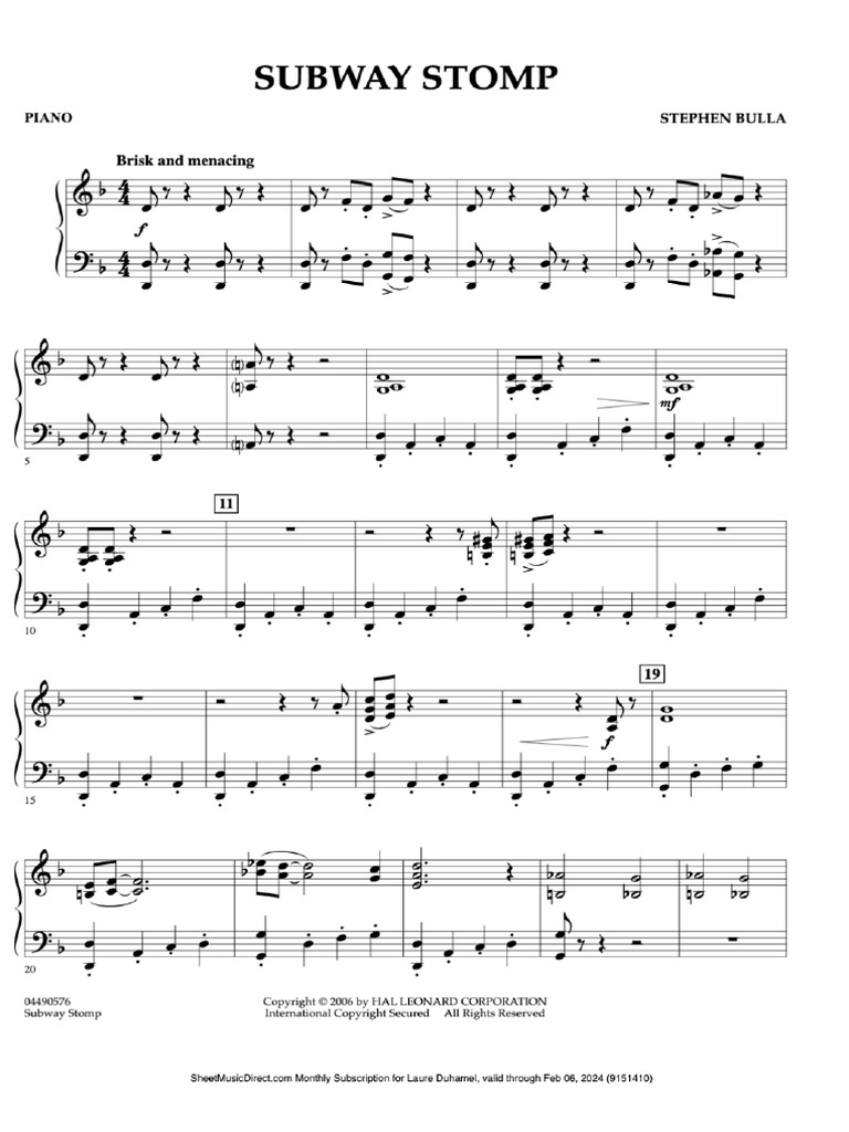 SUBWAY STOMP_ Piano | PDF