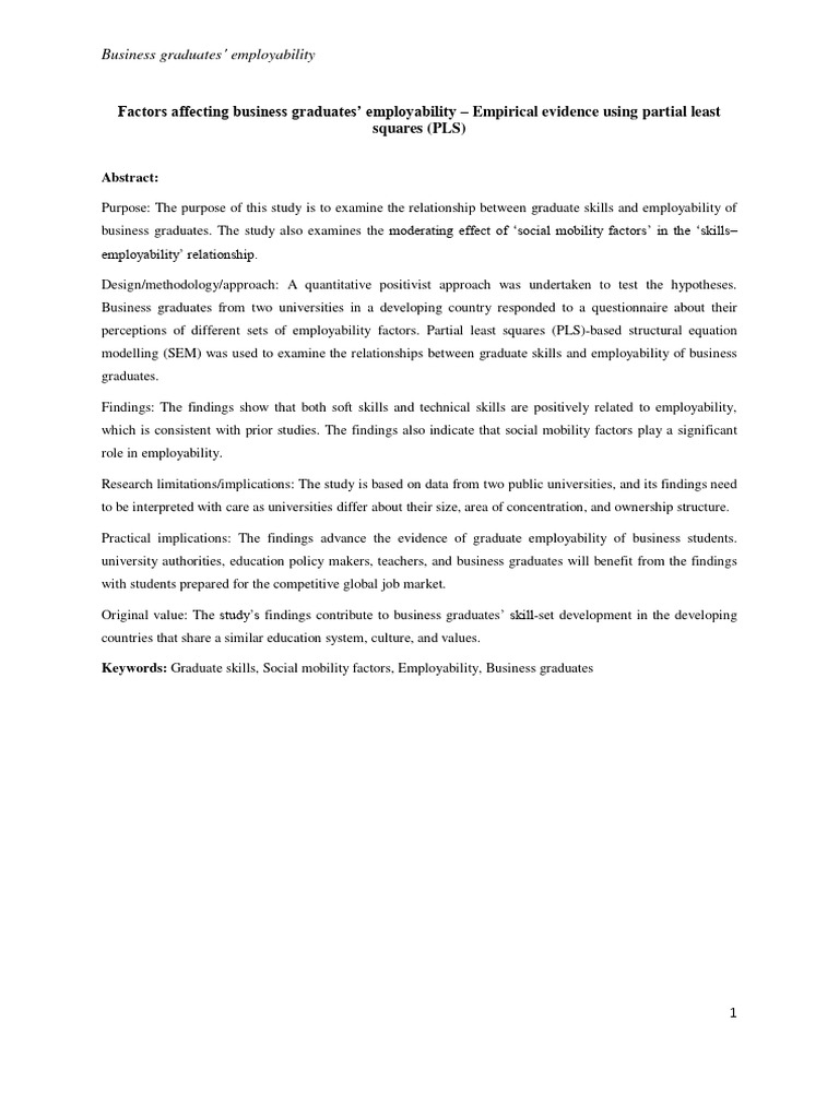Factors Affecting Business Graduates' Employability - Empirical ... Factors Affecting Business Graduates' Employability - Empirical ...