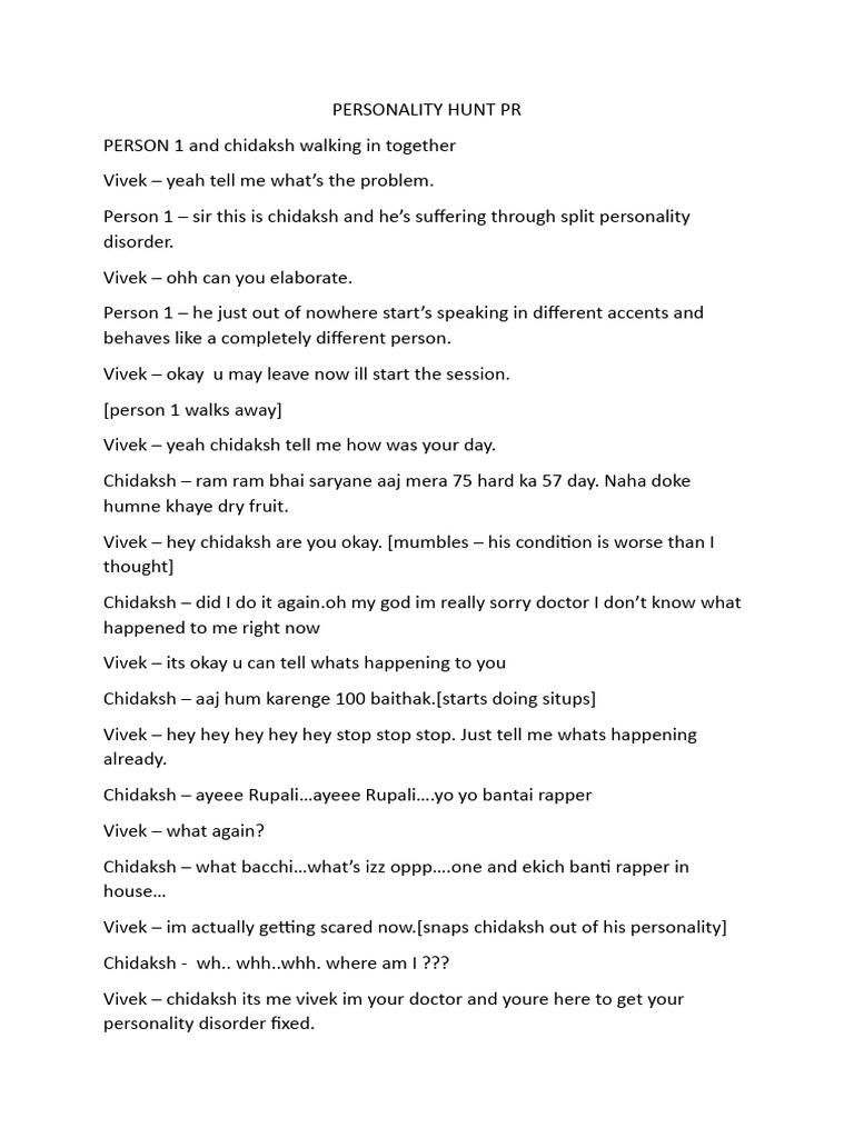 Split Personality Disorder Session Script | PDF | Self-Improvement