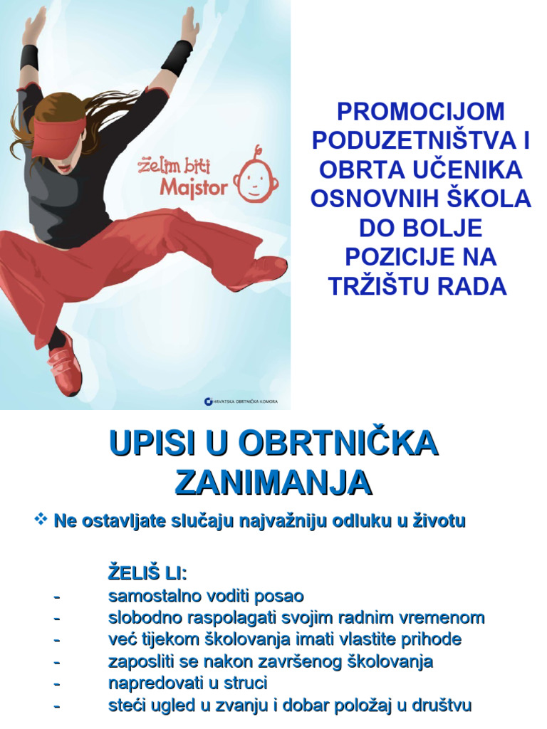 Promocija Poduzetnistva I obrta-RERA | PDF