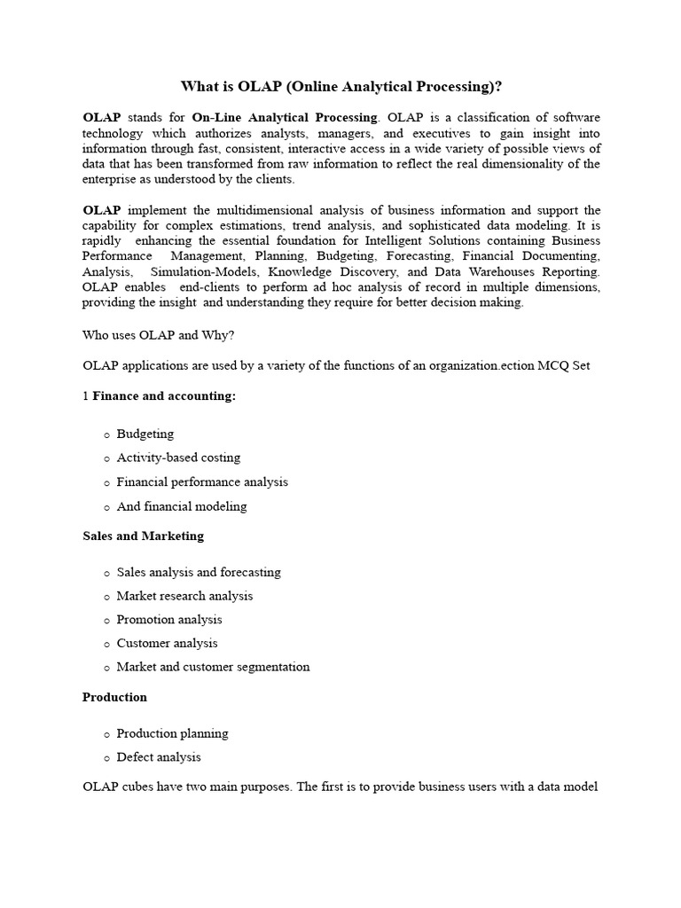 What is OLAP | PDF | Data Warehouse | Computing