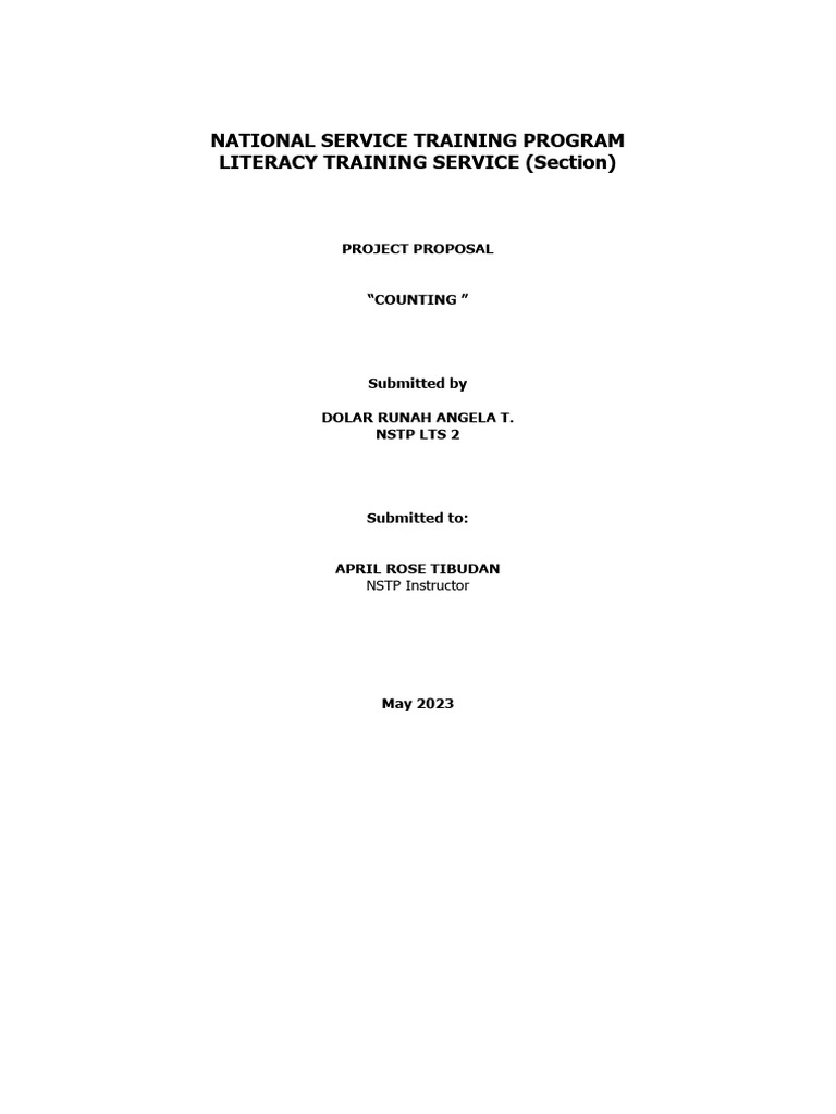 Project Proposal in NSTP Format 1 | PDF | Learning | Literacy