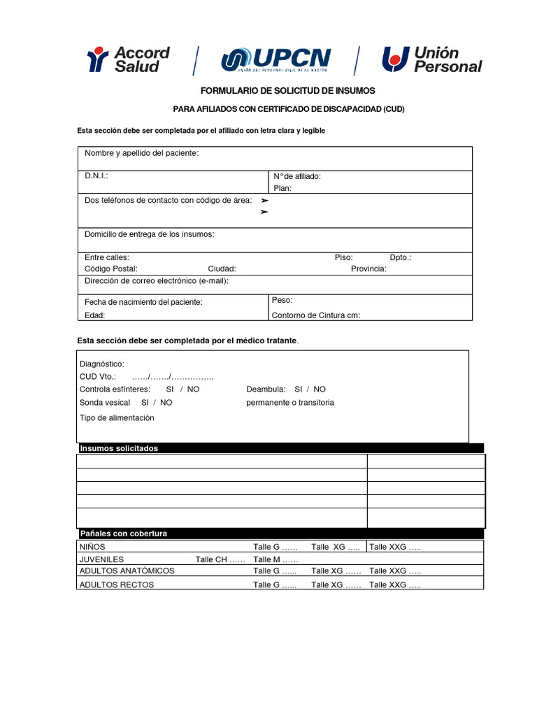 Formulario de Insumos Psra Discapacidad v2-16 | PDF
