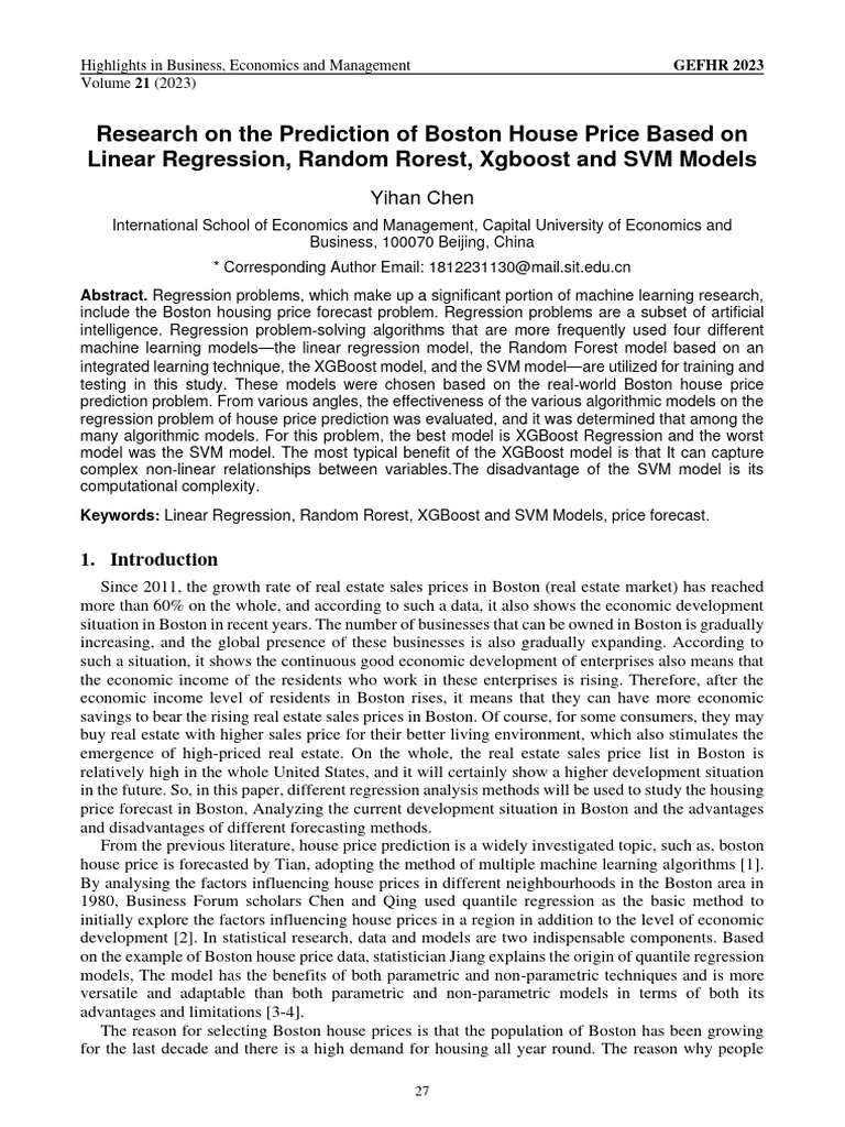 Boston House Price Prediction Models | PDF | Support Vector Machine ...