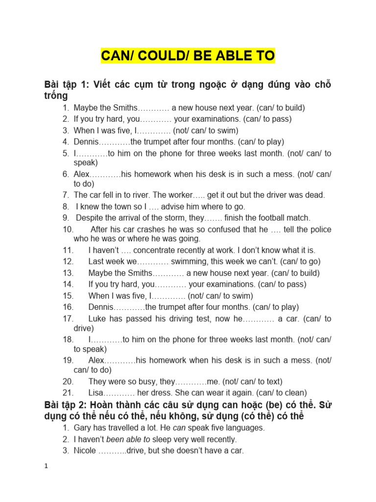 Can Could Be Able To Pdf