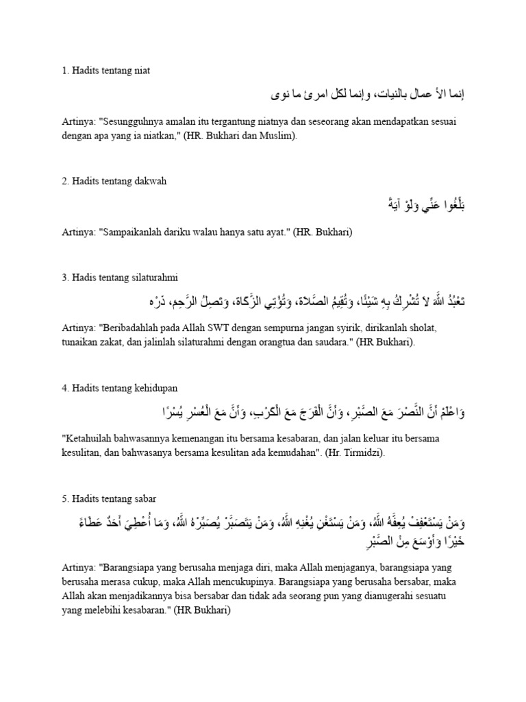 Hadits Pendek untuk Kehidupan Sehari-hari | PDF