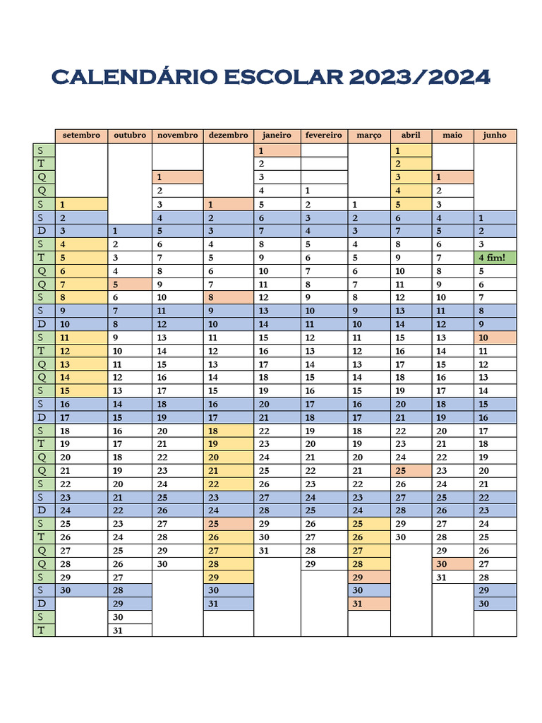 Calendário Escolar 2023/2024 | PDF