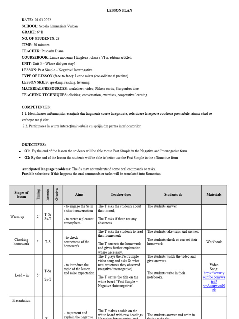 5 Lesson Plan 6th Grade | PDF | Cognitive Science | Pedagogy