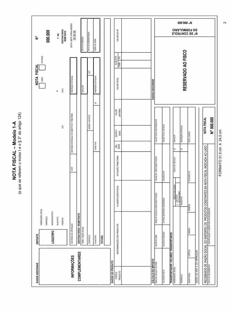 NOTA FISCAL - Modelo 1 A | PDF