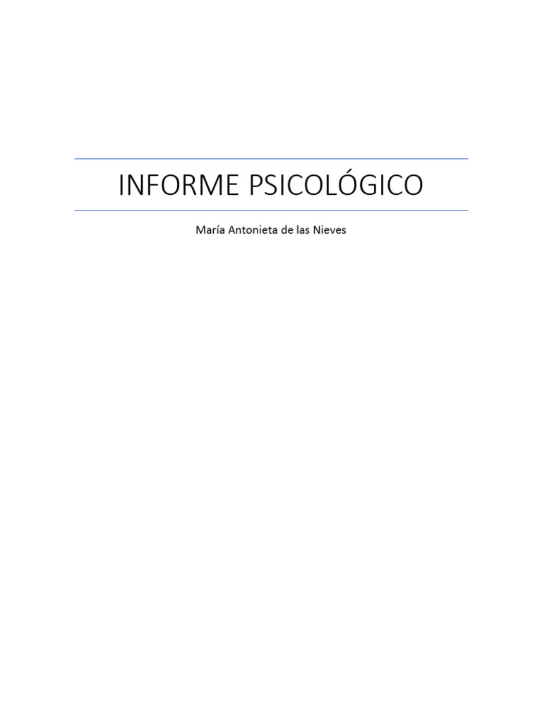 Informe Psicológico de Ejemplo | PDF | Sicología | Ciencias del comportamiento
