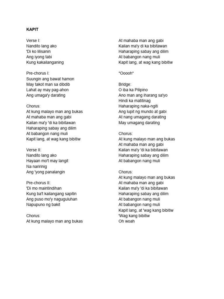 Song Lyrics | PDF | Songs | Musical Forms
