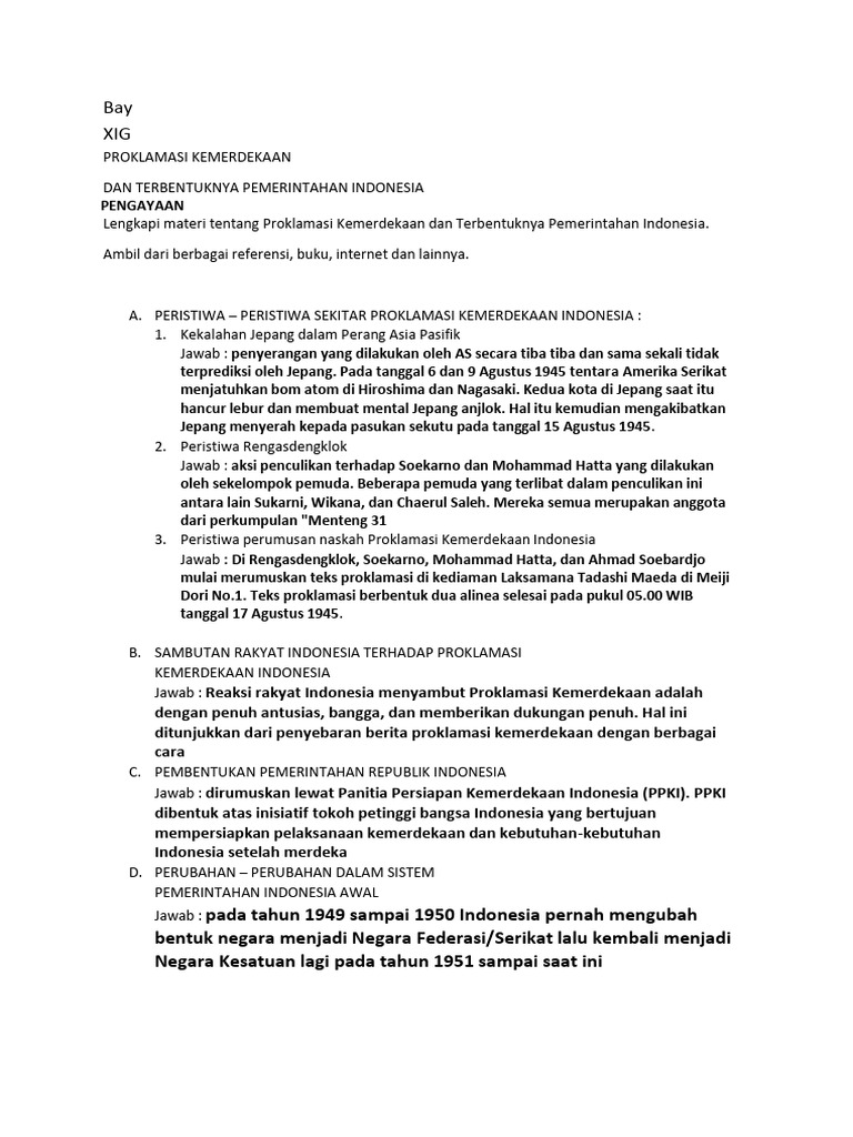 Proklamasi Kemerdekaan Indonesia 1945 | PDF