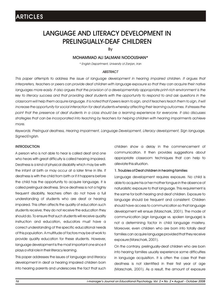 Nodoushan_2008 | PDF | Deafness | Language Development