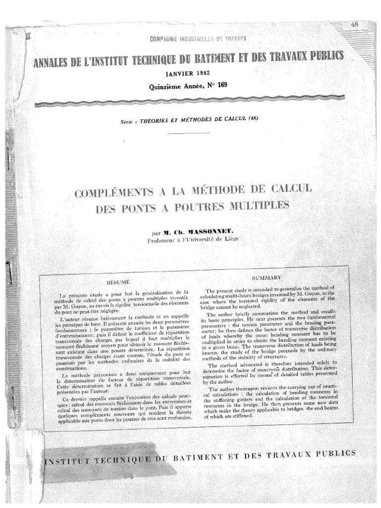 Guyon-Massonnet Pont Poutre | PDF