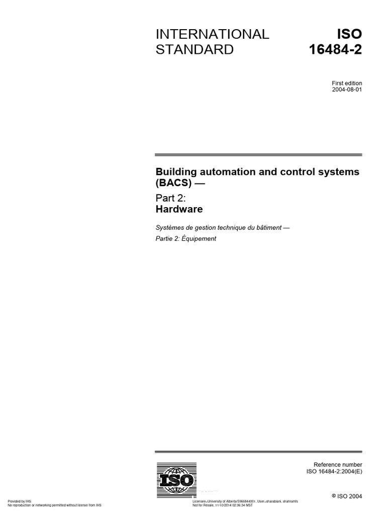 Iso 16484-2-2004 | Download Free PDF | International Organization For Standardization ...