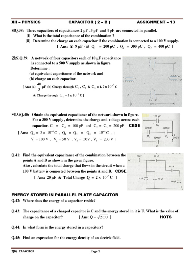 2 (B) 2024 - Capacitor - Assignment - 13 | PDF | Capacitor | Capacitance