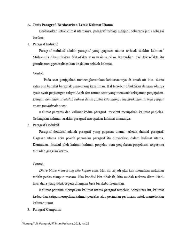 Jenis Paragraf Berdasarkan Kalimat Utama | PDF | Seni & Disiplin Bahasa