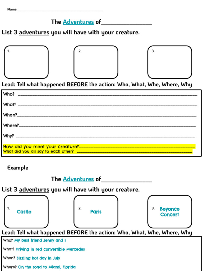 Creative Adventure Story Template | PDF
