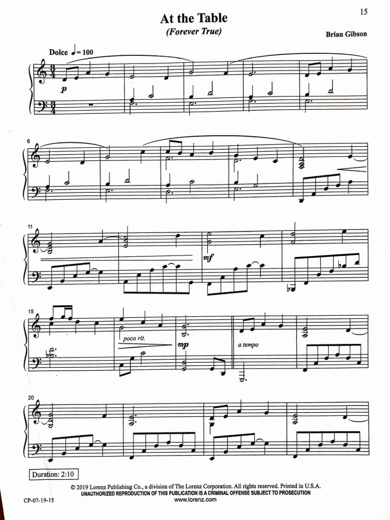At the Table Music Sheet | PDF