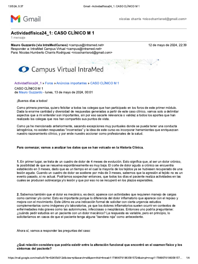 Gmail - Actividadfísica24 - 1 - Fin Del Caso Clínico Foro de Discusion Modulo M1 | PDF