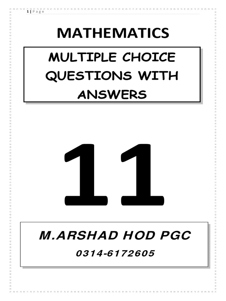 1st Year Math MCQs with Solutions | PDF | Numbers | Complex Number