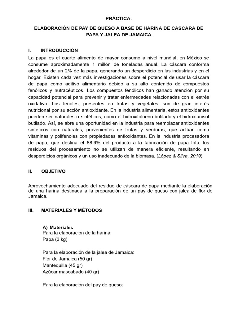 Pay de queso con harina de cáscara de papa | PDF | Antioxidante | Patata