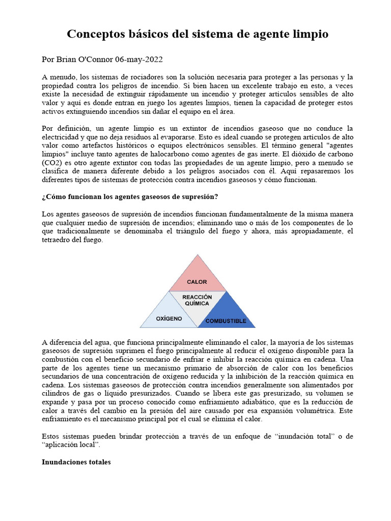 Conceptos Básicos Del Sistema de Agente Limpio | PDF | Oxígeno | Incendios