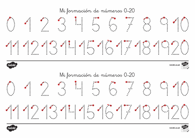 Traza Los Números Del 1 Al 20 | PDF