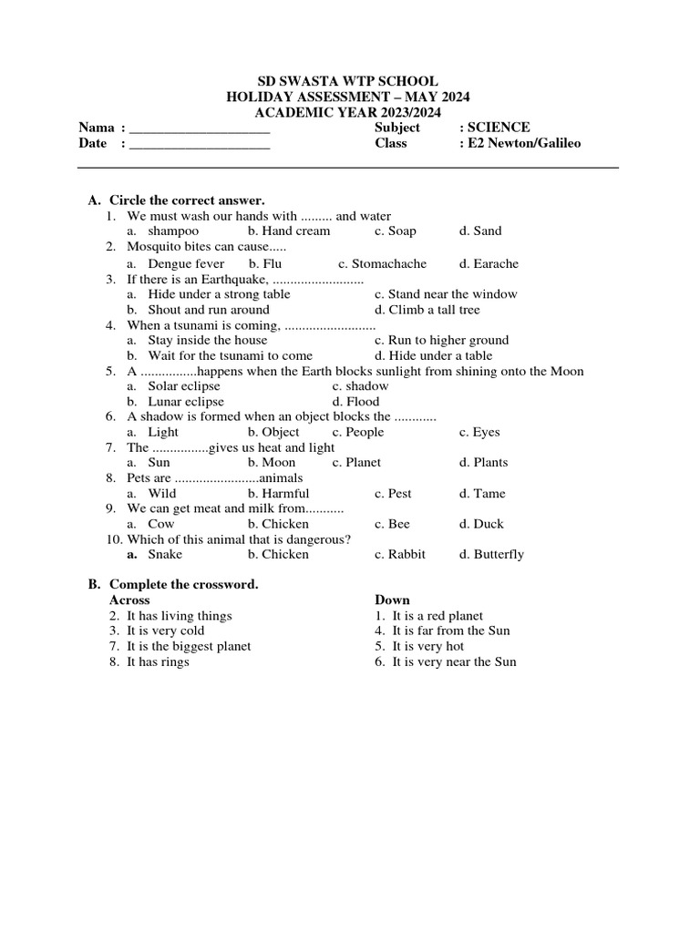 Soal Science E2 For Holiday | PDF