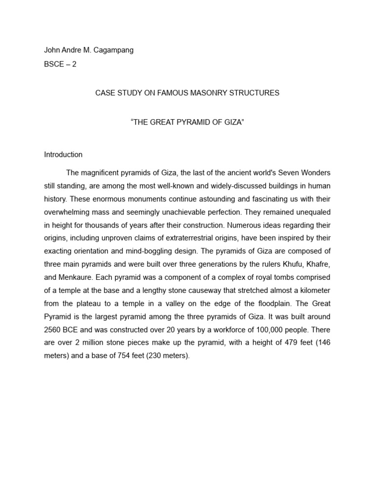 Case Study On Famous Masonry Structures | PDF | Egyptian Pyramids
