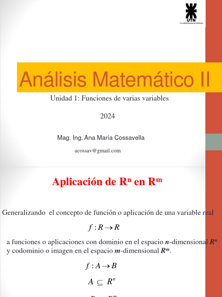 Analisis Matematico II - Funciones de Varias Variables | PDF | Función (Matemáticas) | Vector ...