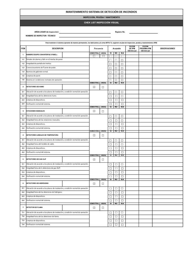 Hoja de chequeo inspeccion visual DANEC | PDF | Seguridad Pública ...