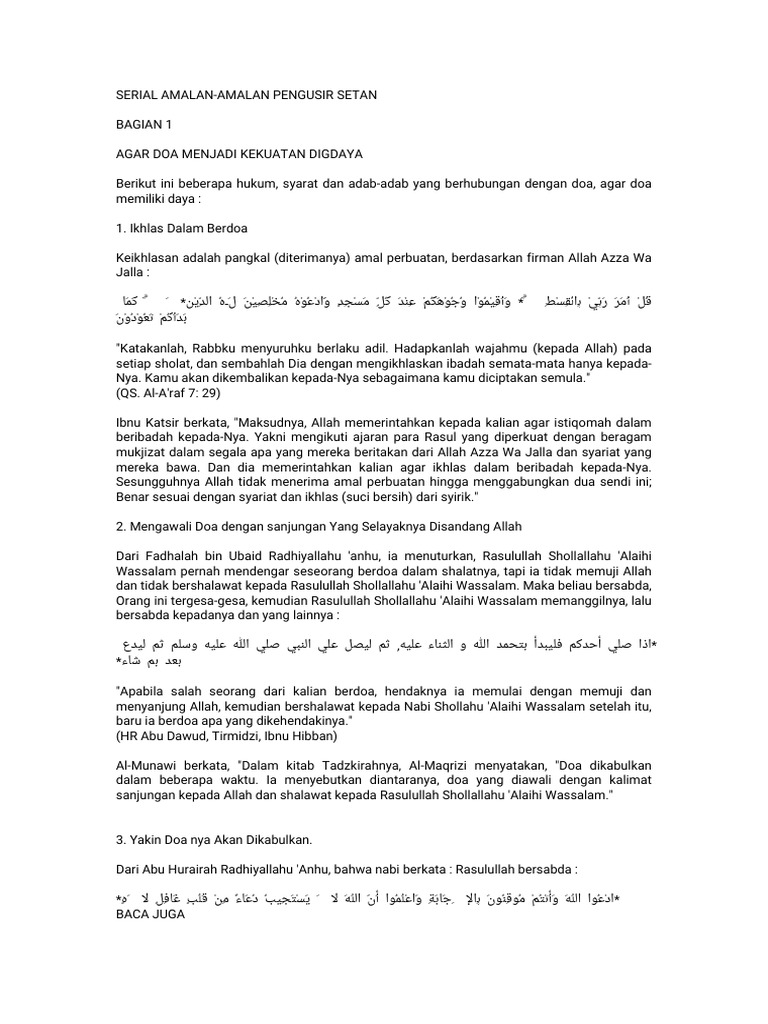 Doa Efektif untuk Pengusir Setan | PDF