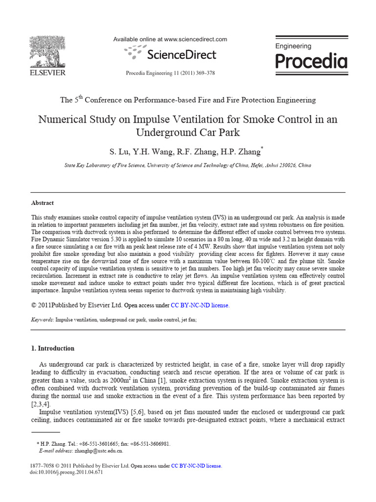JET Fan Rapport - Numerical Study On Impulse Ventilation For Smoke ...