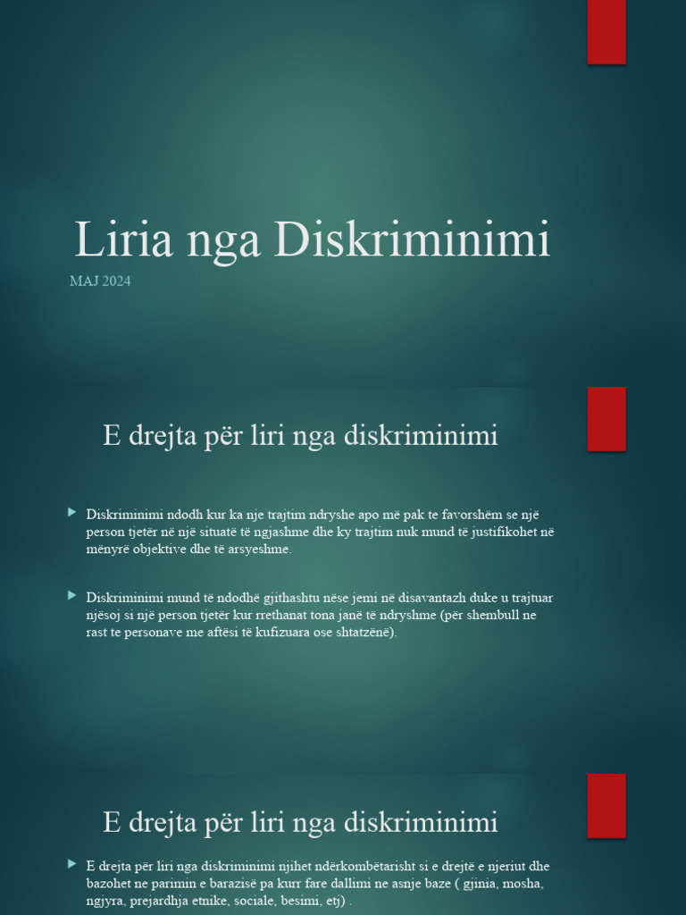 Parimi I Mos Diskriminimit, e Drejta Ne Prone | PDF