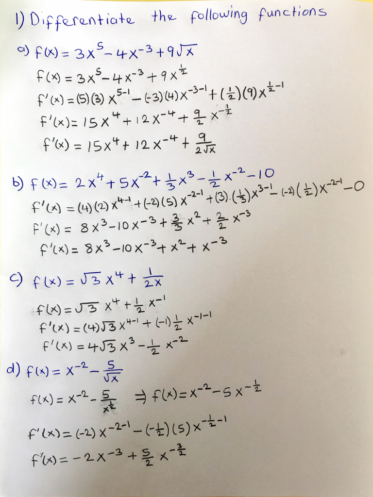 Math 104 - Tutorial 4 (Differentiation and Chain Rule) 1 | PDF