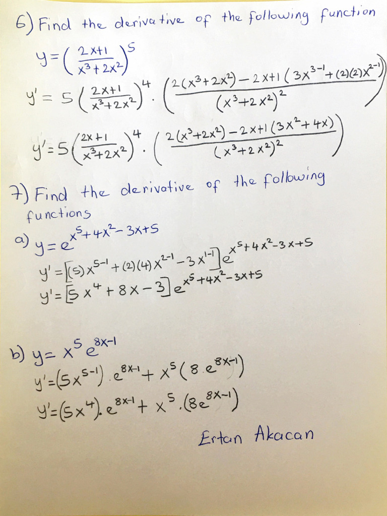 Math 104 - Tutorial 5 (Differentiation, Equation of Tangent Line) 1 | PDF