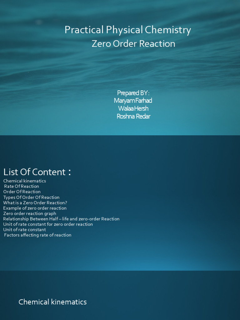 Zero Order Seminar Pdf Reaction Rate Reaction Rate Constant