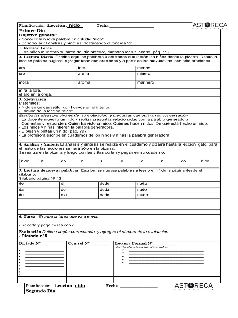 N° 6 Planificación Nido | PDF | Escritura