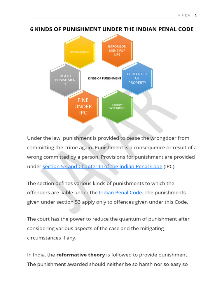 PUNISHMENT UNDER THE INDIAN PENAL CODE | PDF | Punishments | Capital ...