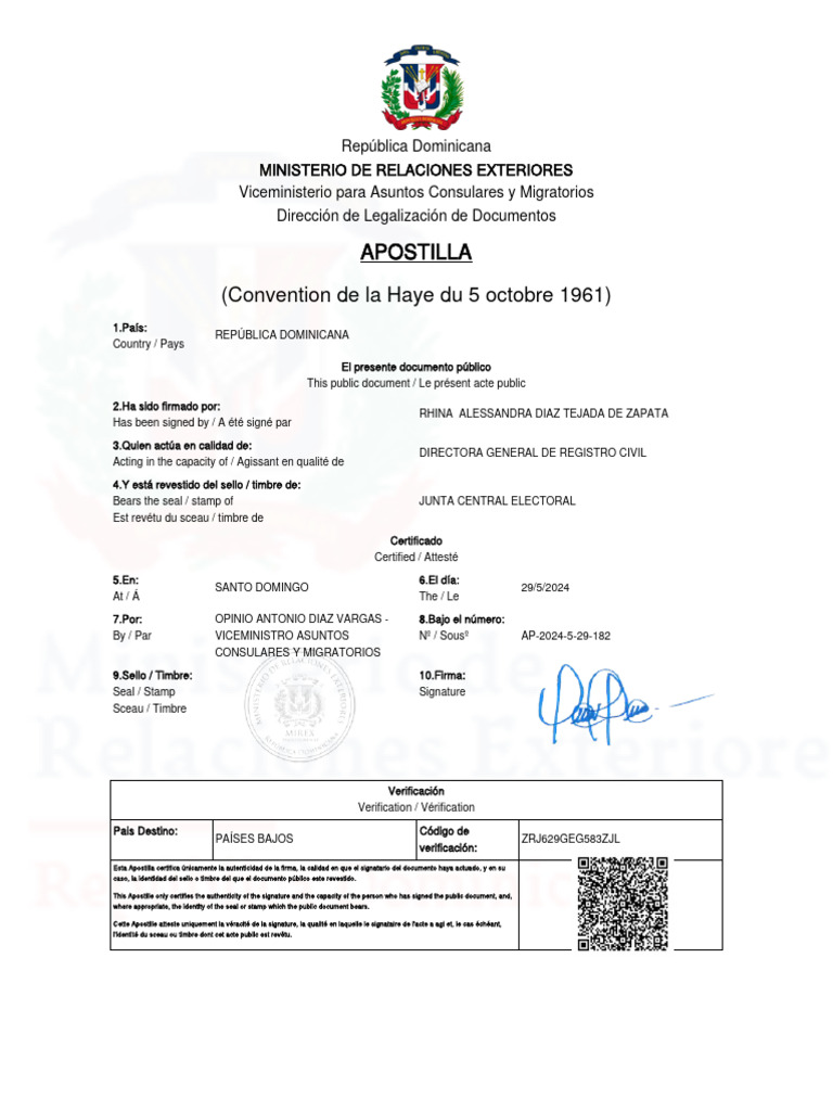 Apostilla República Dominicana 2024 | PDF