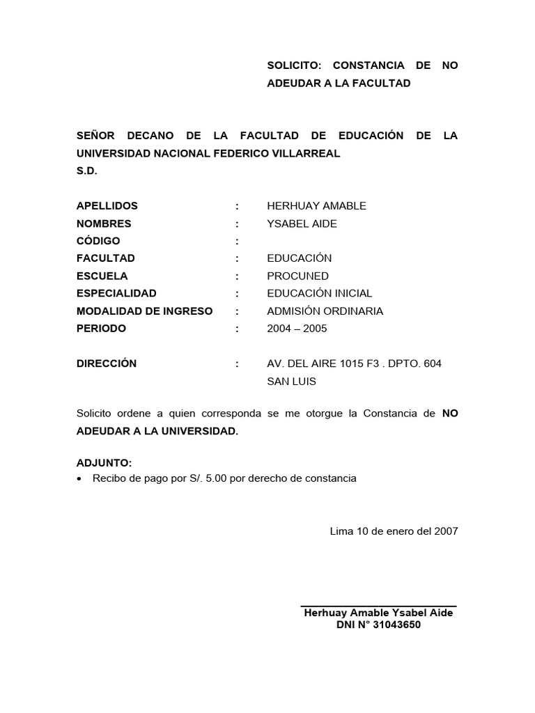 SOLICITO CONTANCIA | PDF