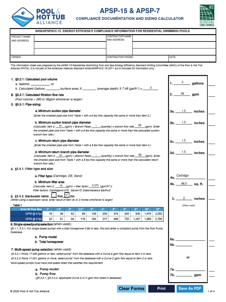 Aps-15 Aps-7 Compliance Documentation and Sizing Calculator 12-23-20 ...