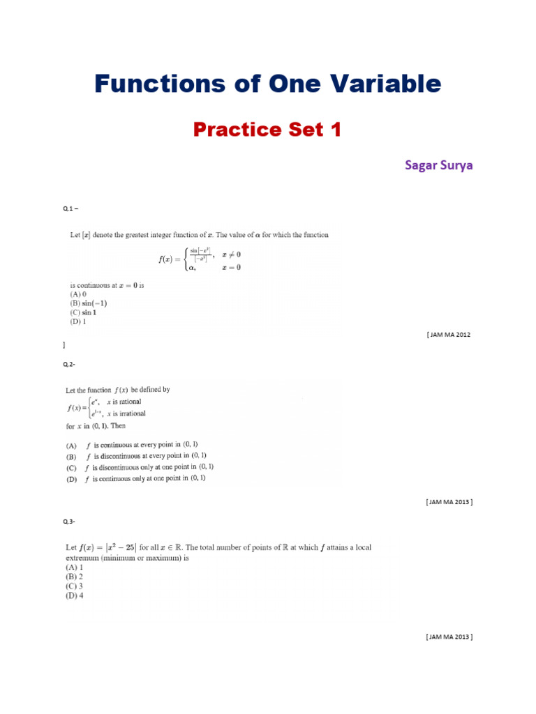 Functions_of_One_Variale_Practice_Set_-_IIT_JAM_2024 | Download Free ...